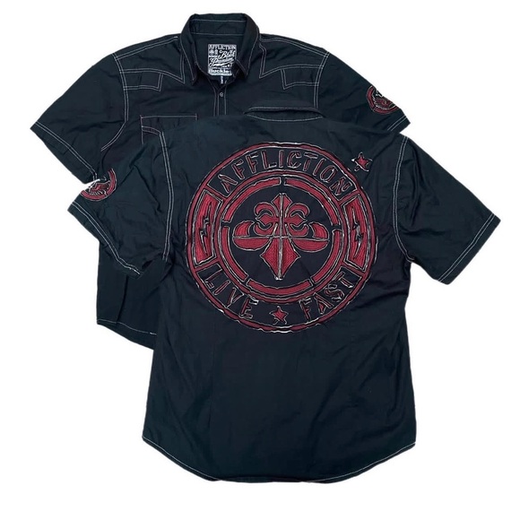 Buckle | Shirts | Buckle Affliction Mens Y2k Grunge Black Shirt With ...